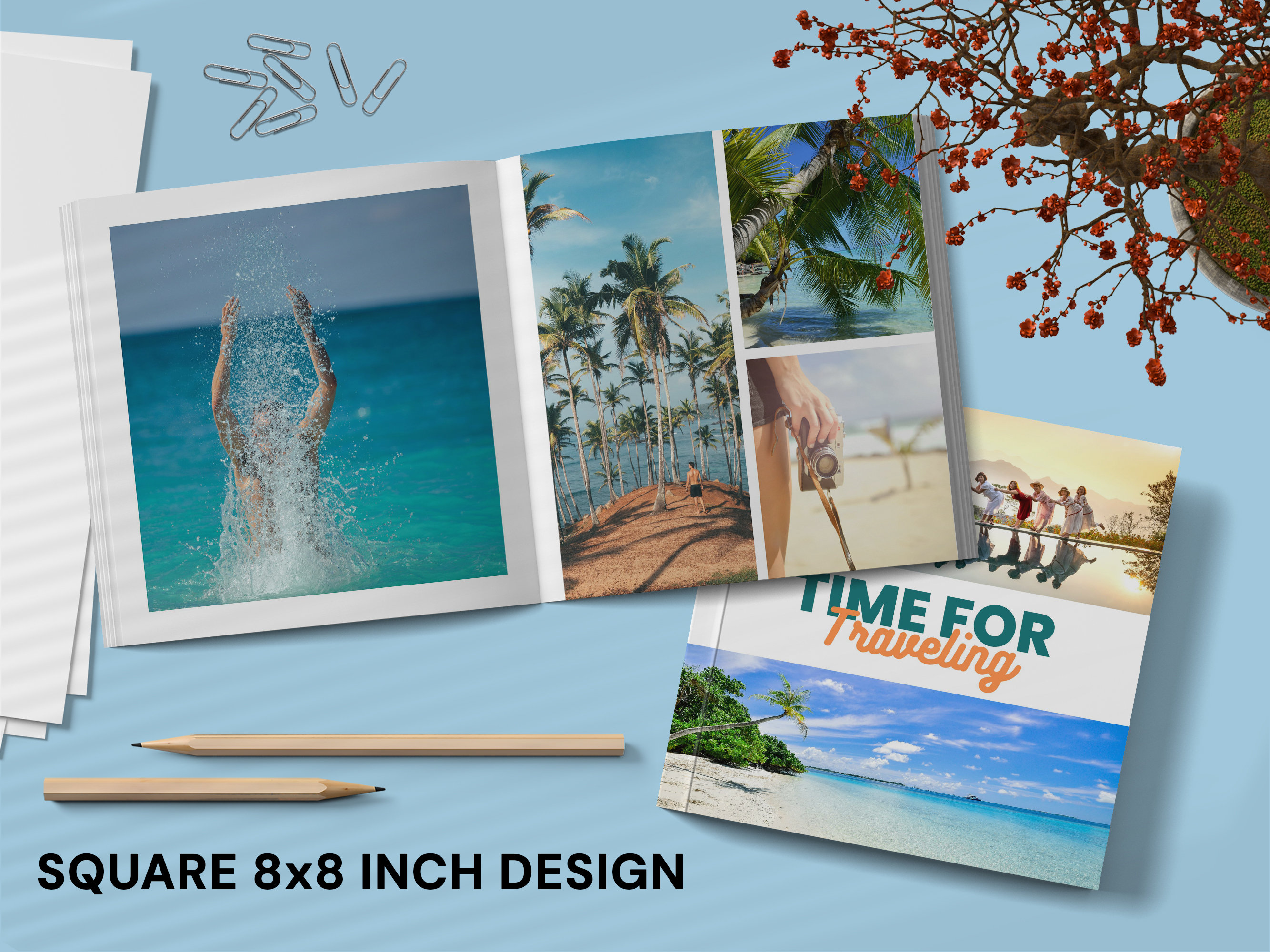 Minimalist Travel Photo Book Template: 8x8 Canva Album (digital ...