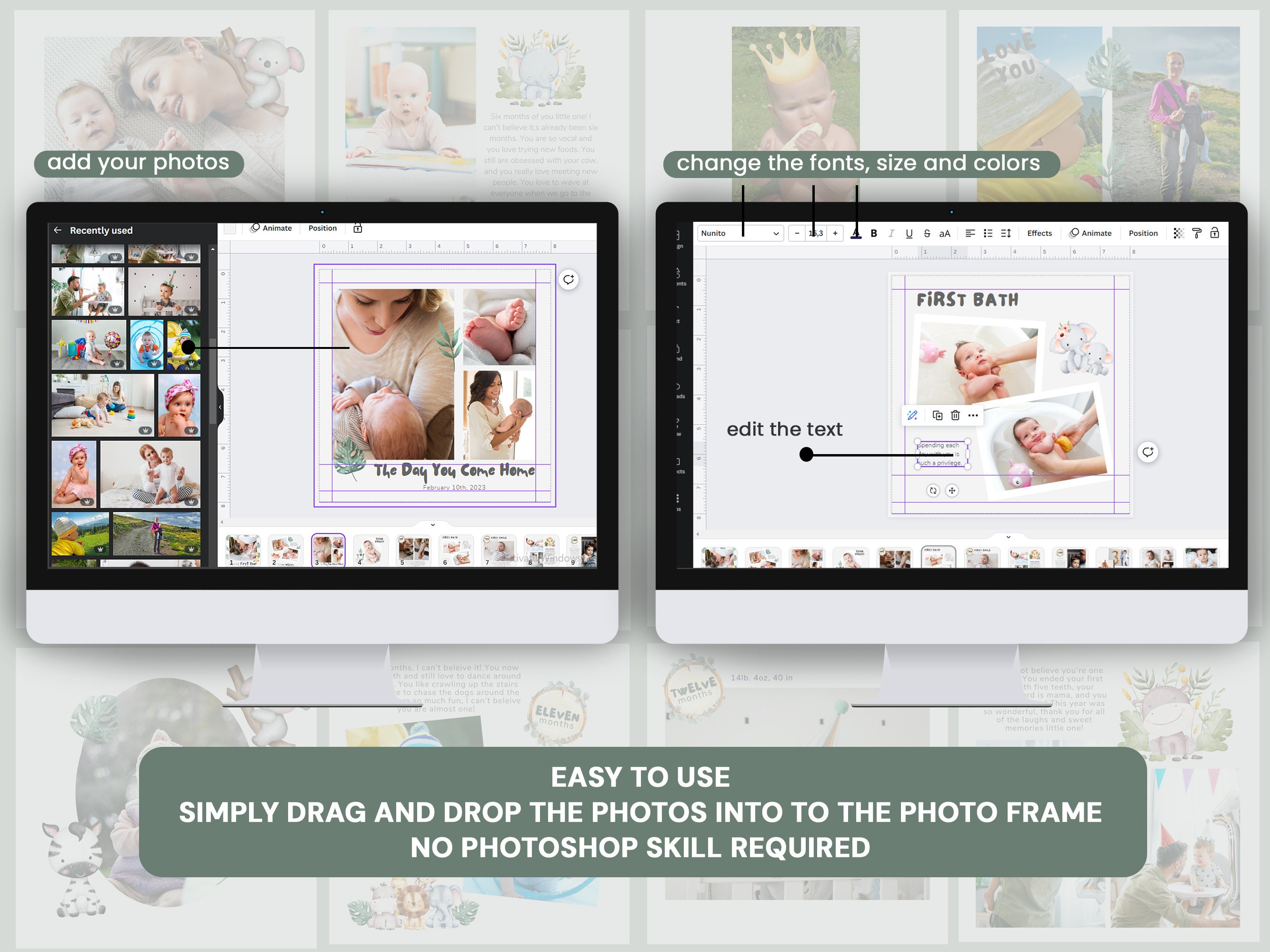 Baby Photo Album Template, Baby Memory Book, Photo Album Template ...