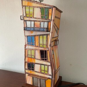 Modern House Shaped Stained Glass Lamp Orange - Etsy