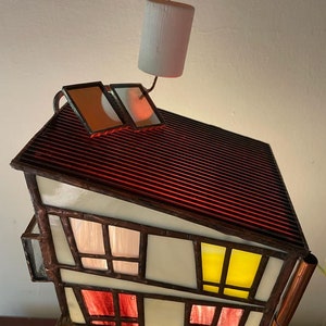 Modern House Table Stained Glass Lamp Gray - Etsy