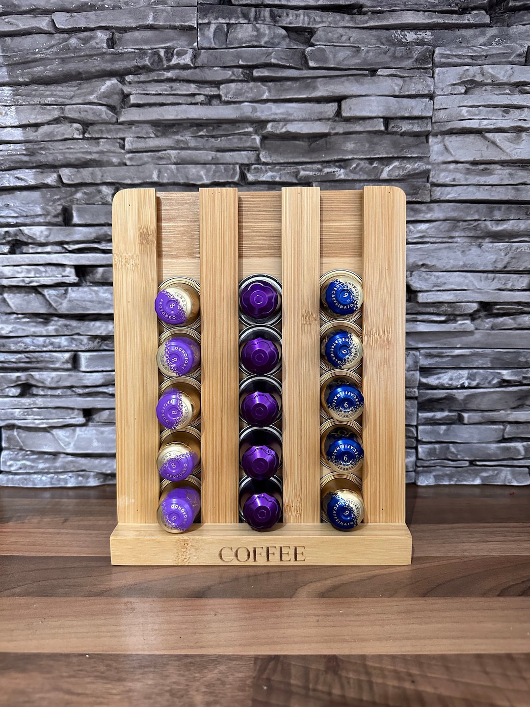 Solid Wood Coffee Pod Holder Capsules Station Stand Kitchen Home Decor ...