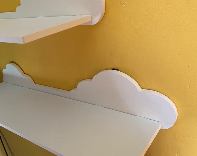 White Wooden Cloud Shelf Floating Shelves Wall Set of 2 Kids Room ...