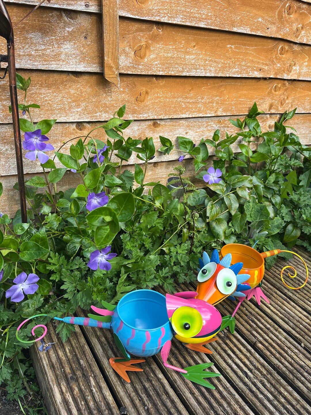 Set of 2 Metal Garden Gecko Planter Flower Plant Pot Home Decor Patio ...