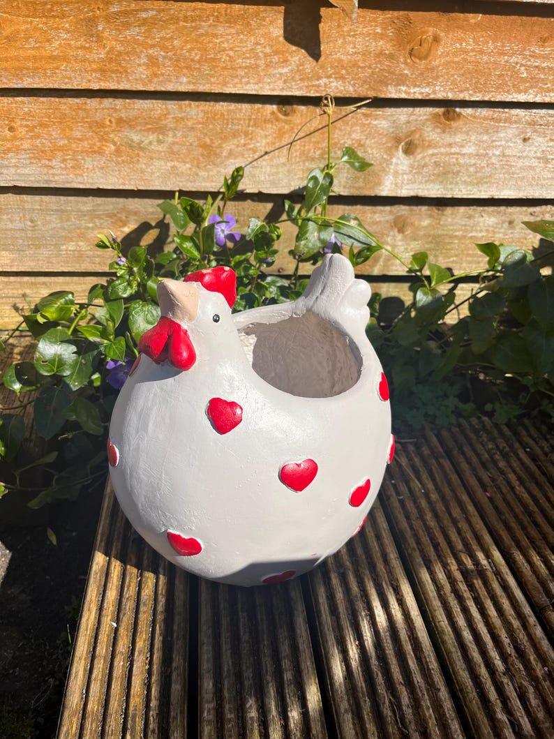 Garden Ceramic Hen Planter Flower Plant Pot Home Decor Farm Animal Love ...