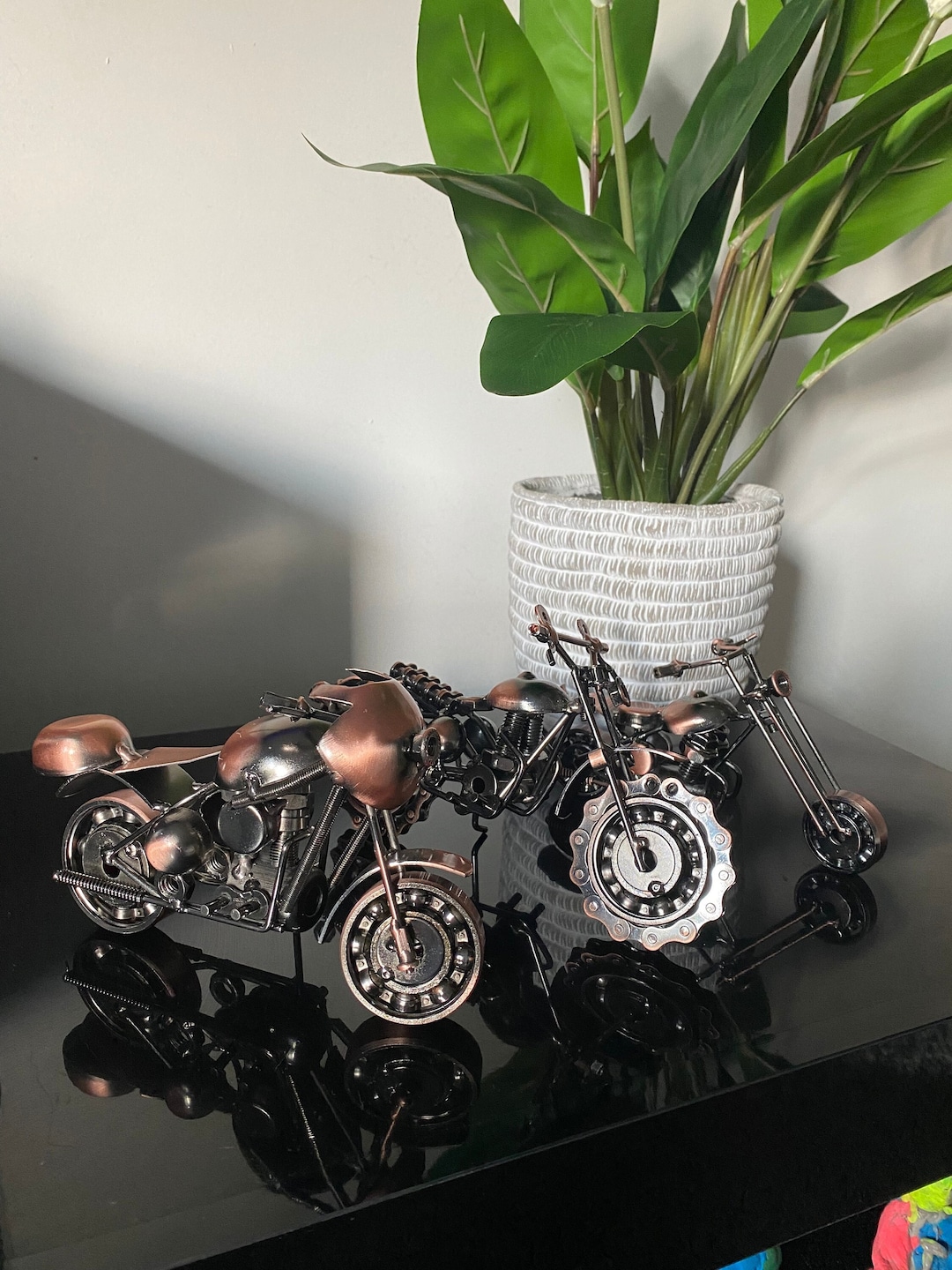 Motorbike Ornament Metal Sculpture Home Decor Roadbike Chopper ...