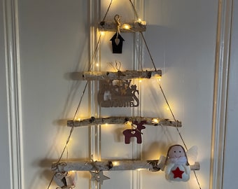 Christmas Decoration Hanging Rustic Christmas Ladder Tree - Etsy UK