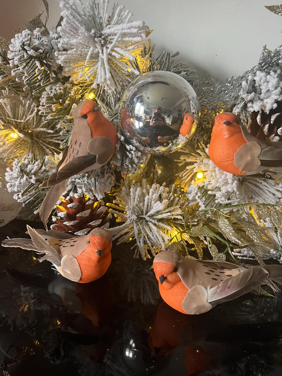 Christmas Robin Ornament Set: Clip-on Xmas Tree Decoration (set of 4 ...