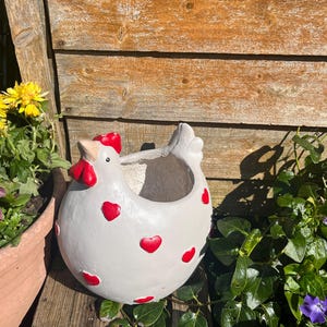 Garden Ceramic Hen Planter Flower Plant Pot Home Decor Farm Animal Love ...