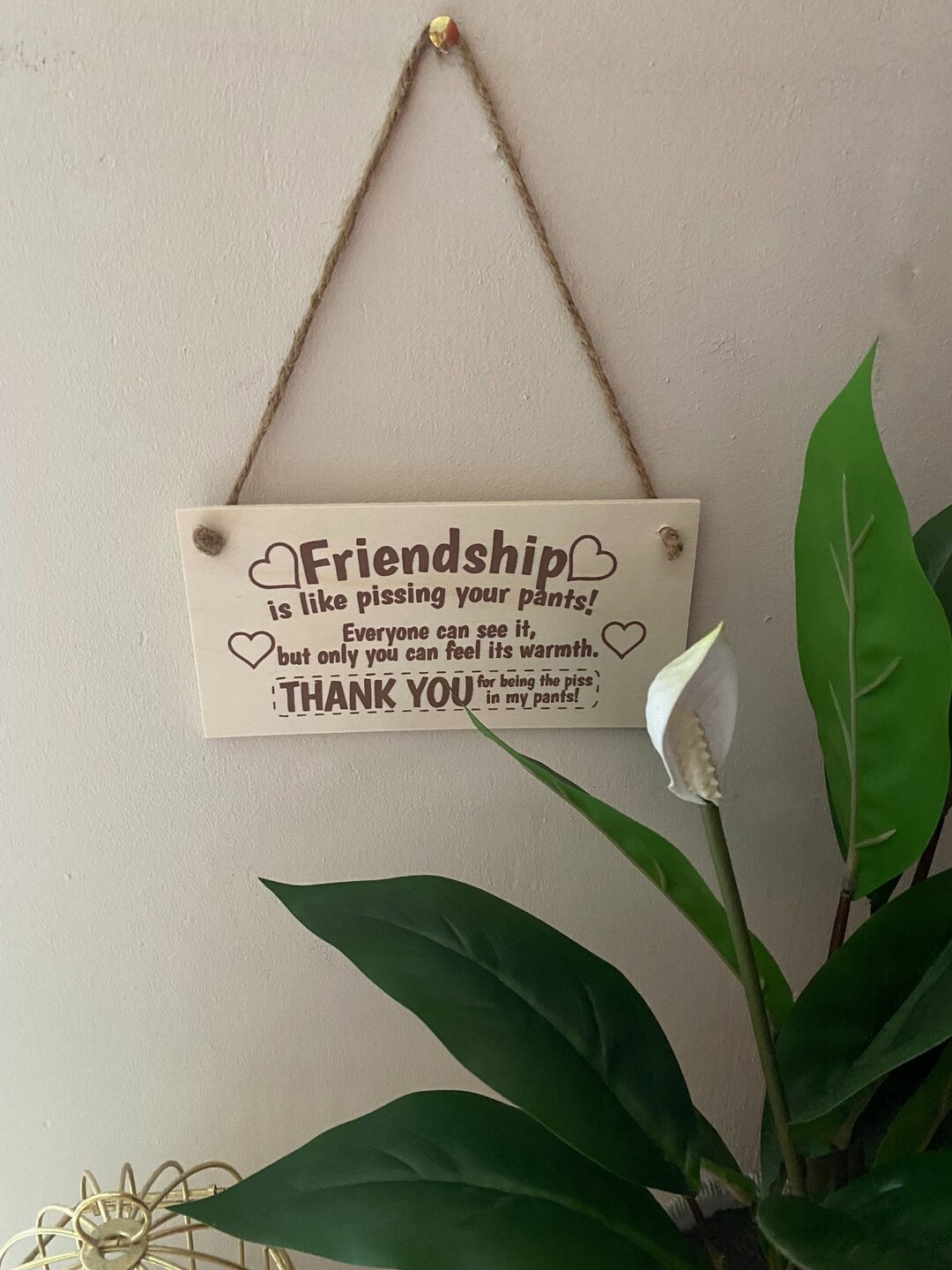 Friendship Plaque Wooden Hanging Wall Friend Funny Gift Home Decor Bar ...