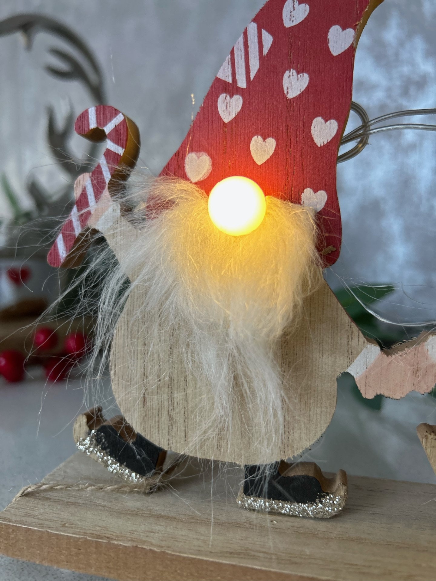 Christmas Gonk Wooden Decoration LED Scene Ornament Novelty Gnome Xmas ...