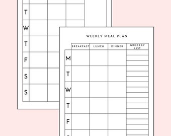 Printable Weekly Meal Planner, Grocery List, Meal Tracker, Meal Prep ...