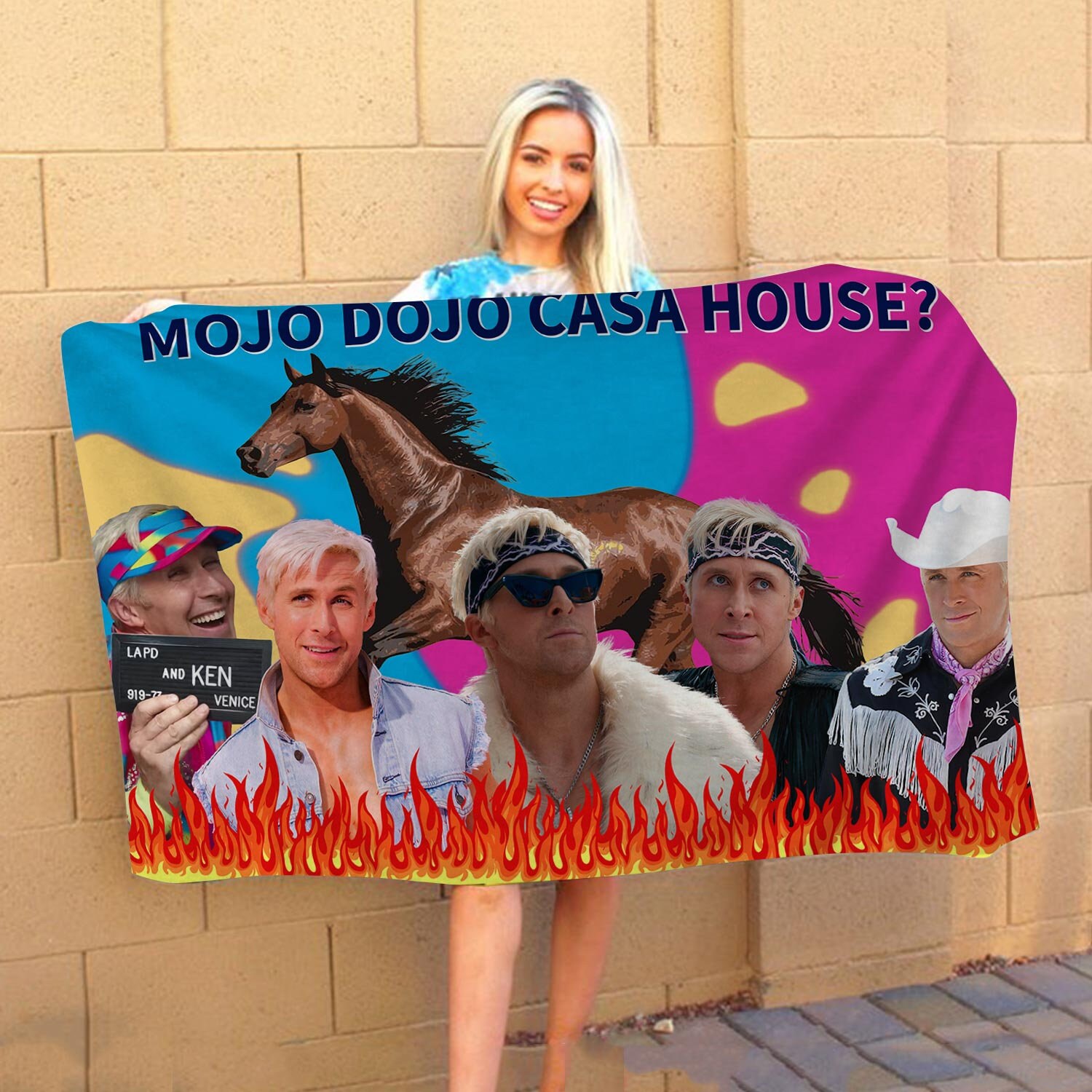 Mojo Dojo Casa House Barbie Tapestry, Funny Party Tapestry Meme Barbie ...