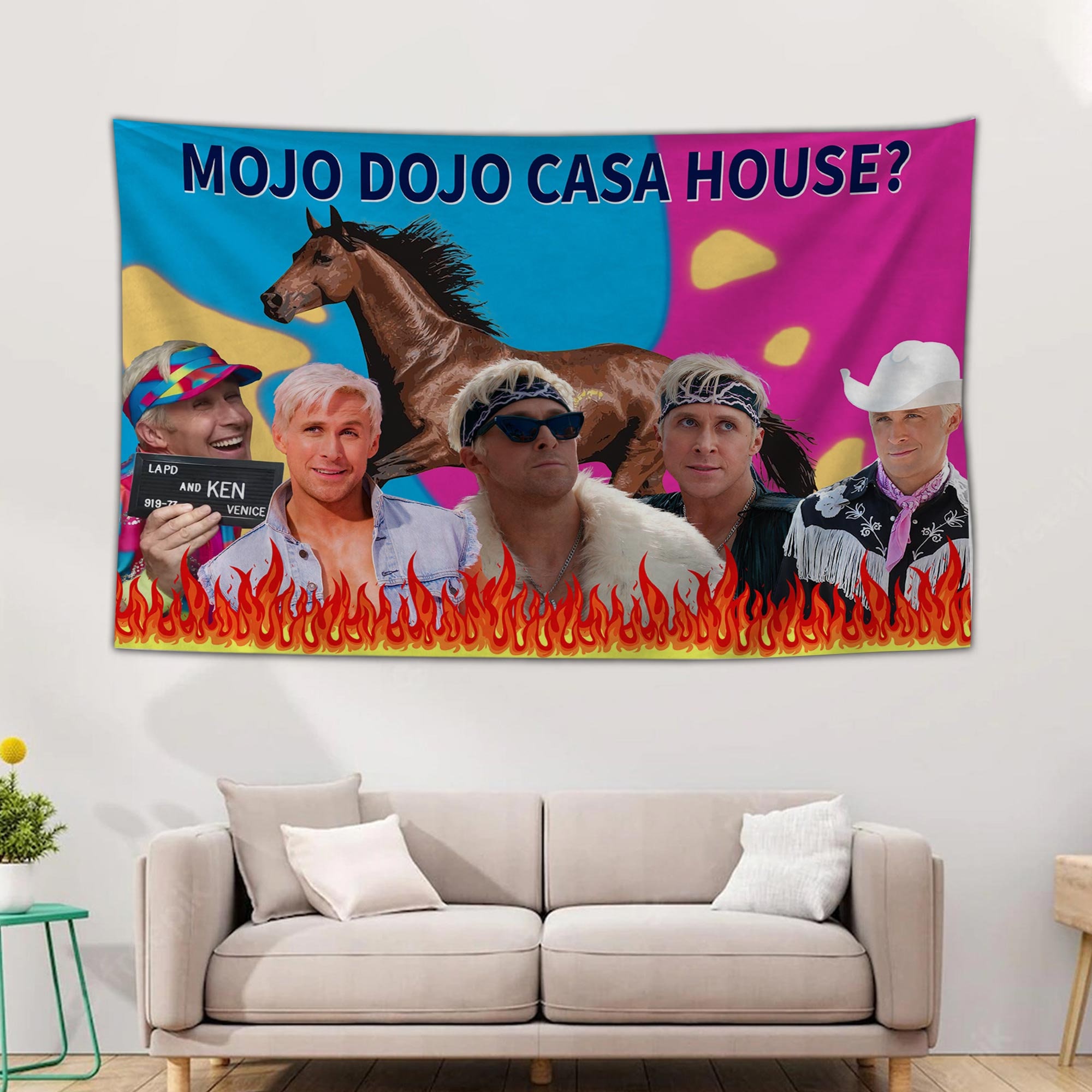 Mojo Dojo Casa House Barbie Tapestry, Funny Party Tapestry Meme Barbie ...