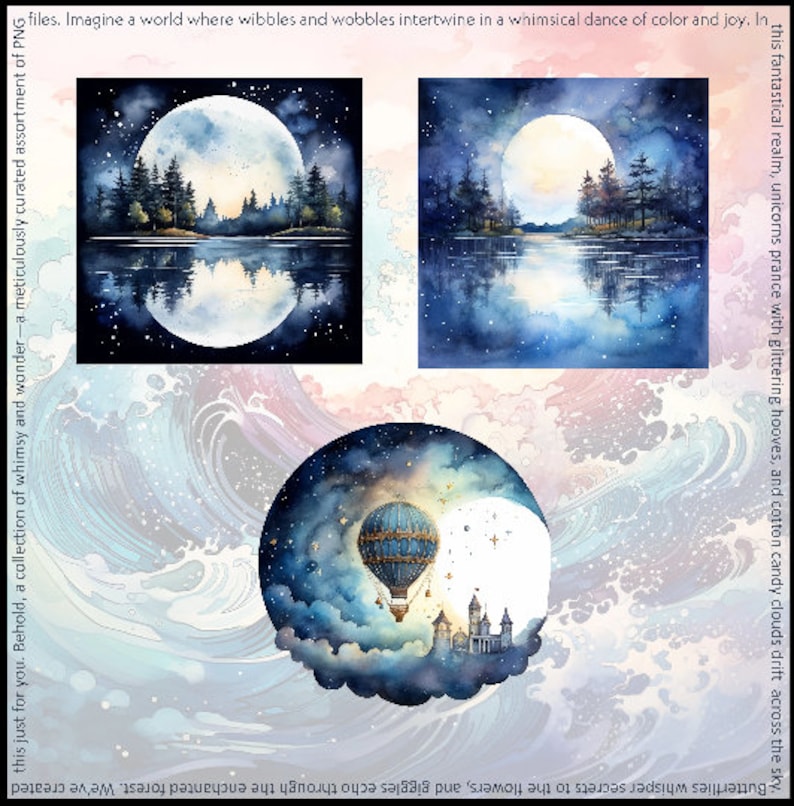 Watercolor Moon PNG Pack: 23 Delightful Scenic Moon Pngs for Your ...