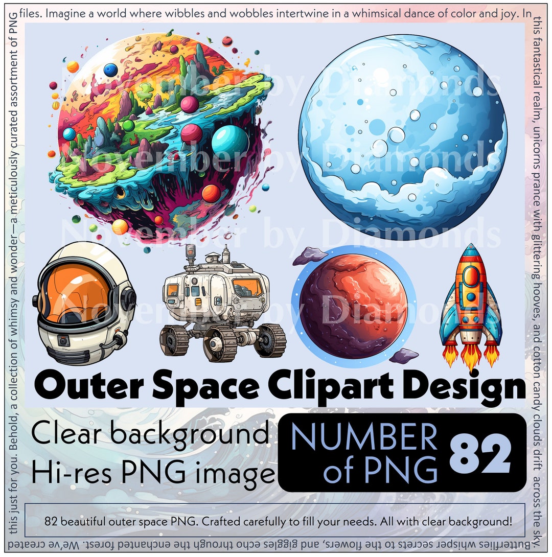 Explore the Cosmos: Outer Space Clipart PNG Pack. Planet - Etsy
