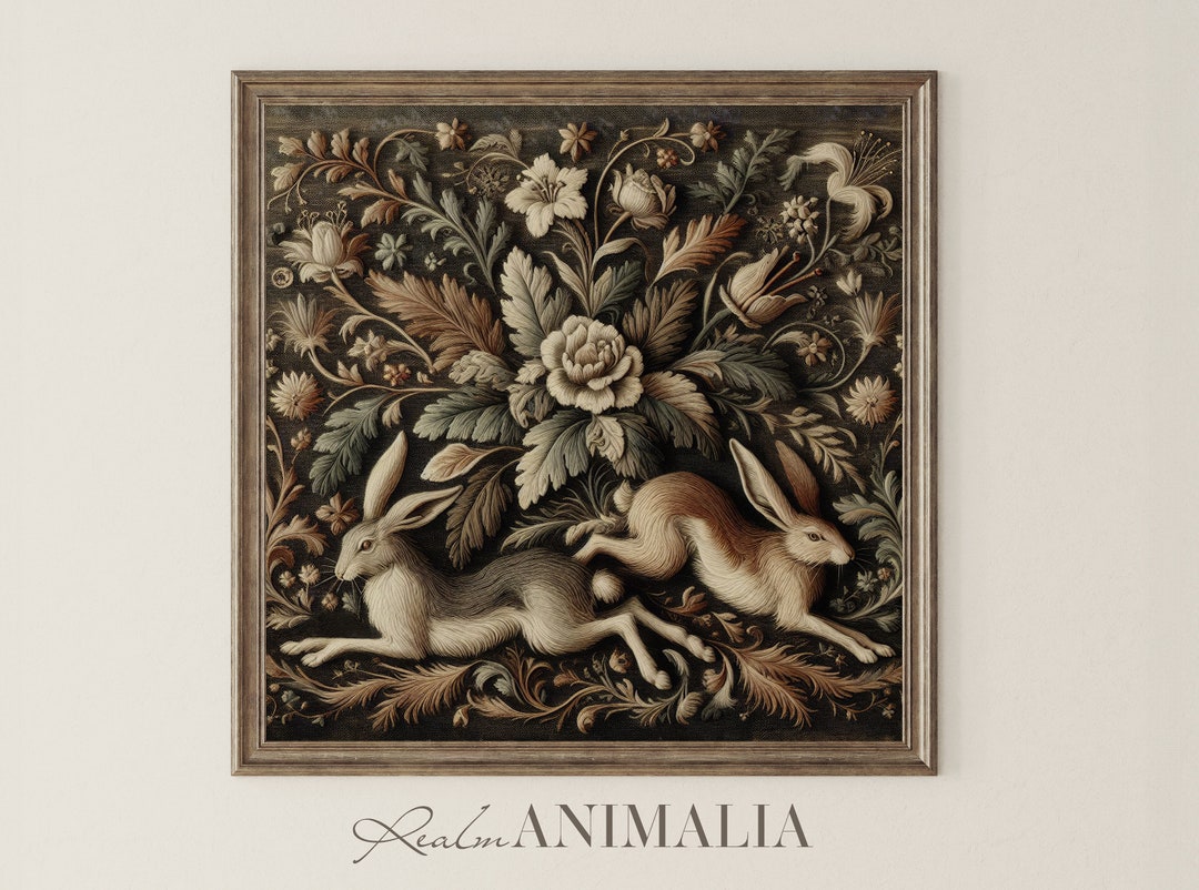 Botanical Rabbits Square Tapestry Print | Vintage Victorian PRINTABLE ...