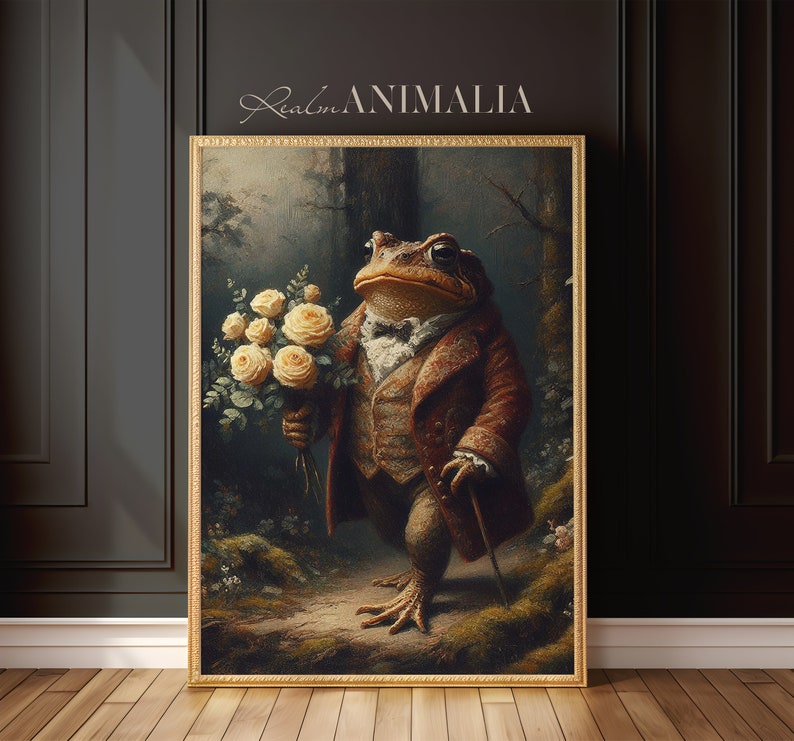 Vintage Storybook Toad Painting, Printable Moody Fairytale Wall Art ...