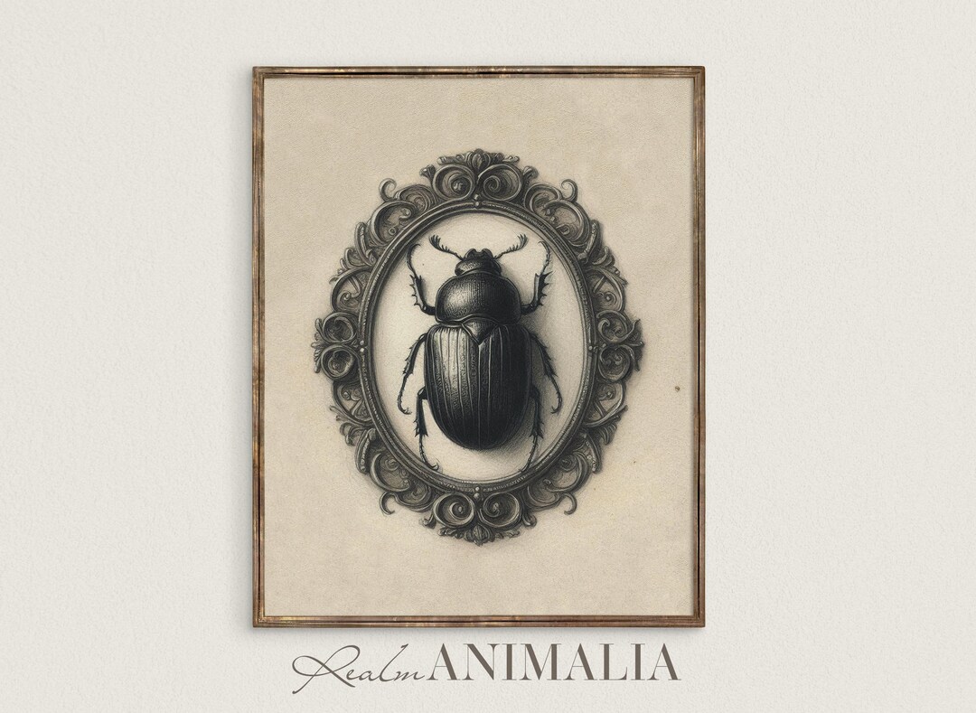 Beetle Sketch Art Print, Moody Gothic Victorian Insect Printable Wall ...