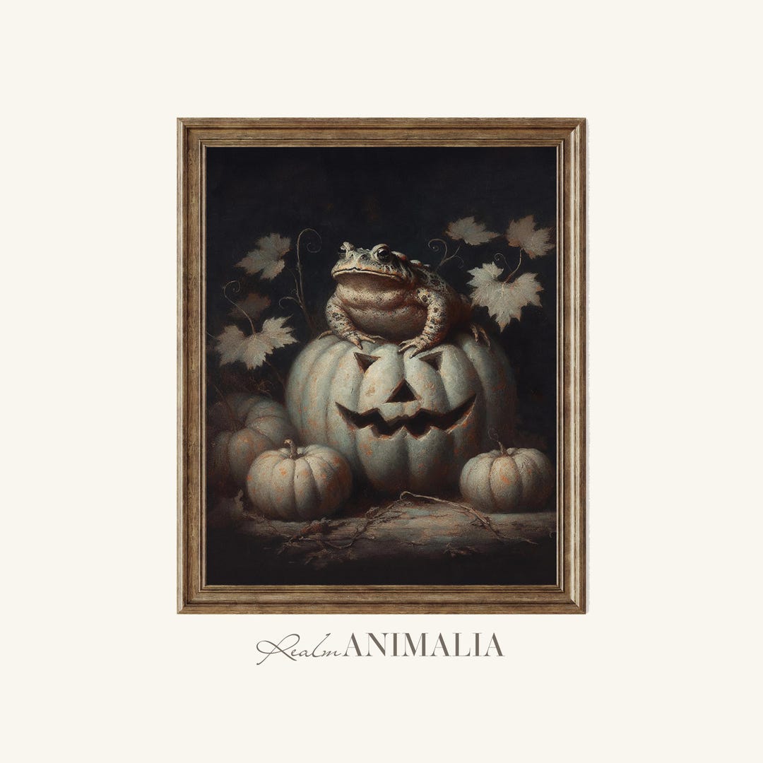 Toad on Jack O'lantern Art Print: Vintage Halloween Decor (digital ...