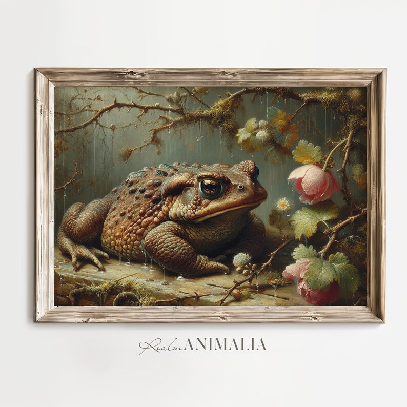 Toad in Rain Print | Printable Cottagecore Animal Wall Art | Vintage ...