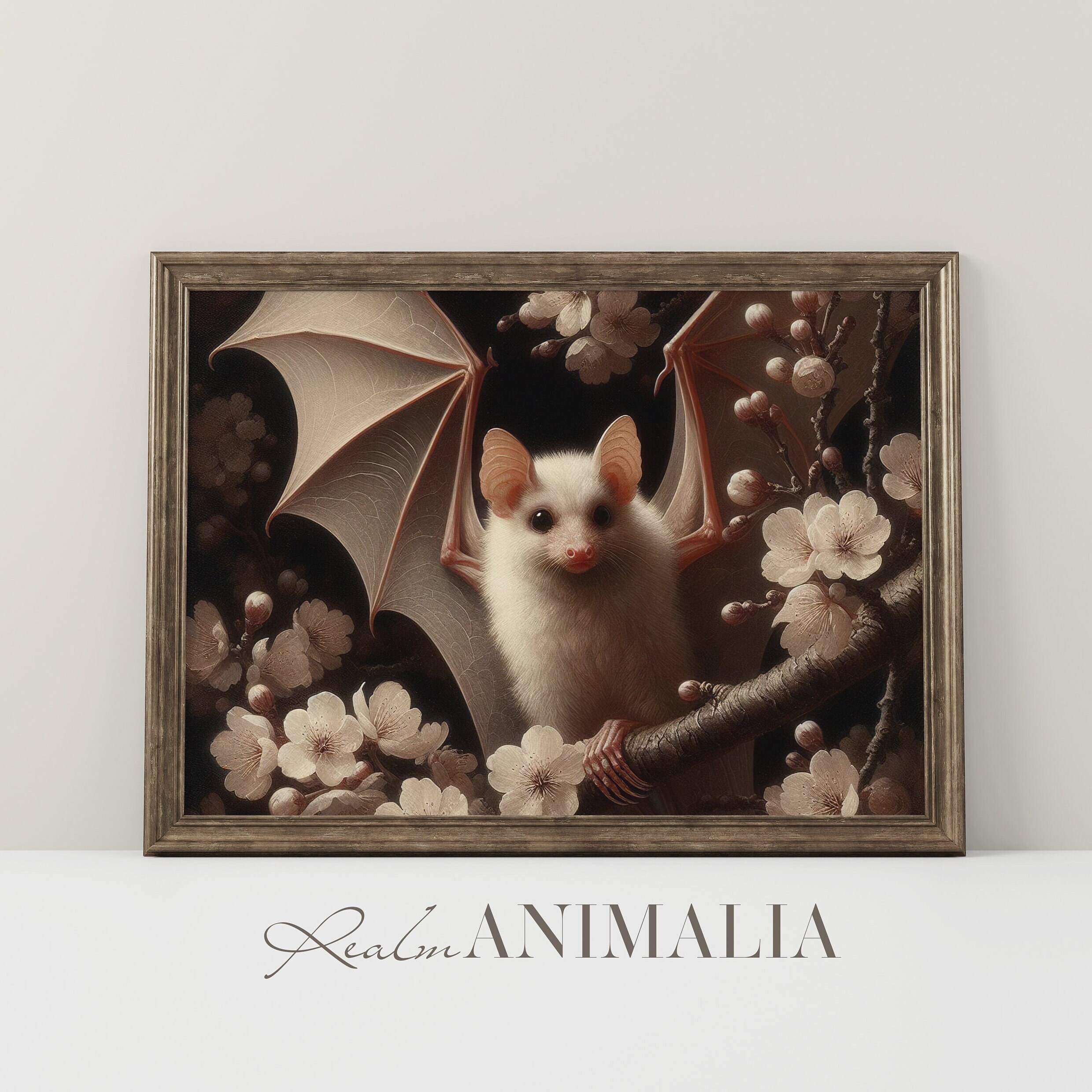 Vintage Bat Art Painting | Dark Cottagecore Perched Bat PRINTABLE Wall ...