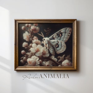 White Moth Print, Printable Moody Vintage Insect Wall Art, Romantic ...