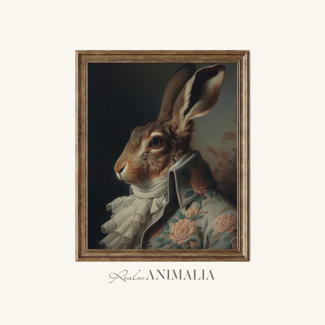 Regency Hare Portrait Print, Victorian Animal Wall Art, Rabbit in ...