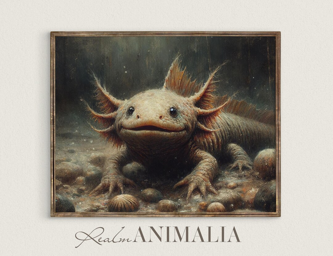 Axolotl Art Print, Kids Room Printable Wall Art, Aquatic Creature ...