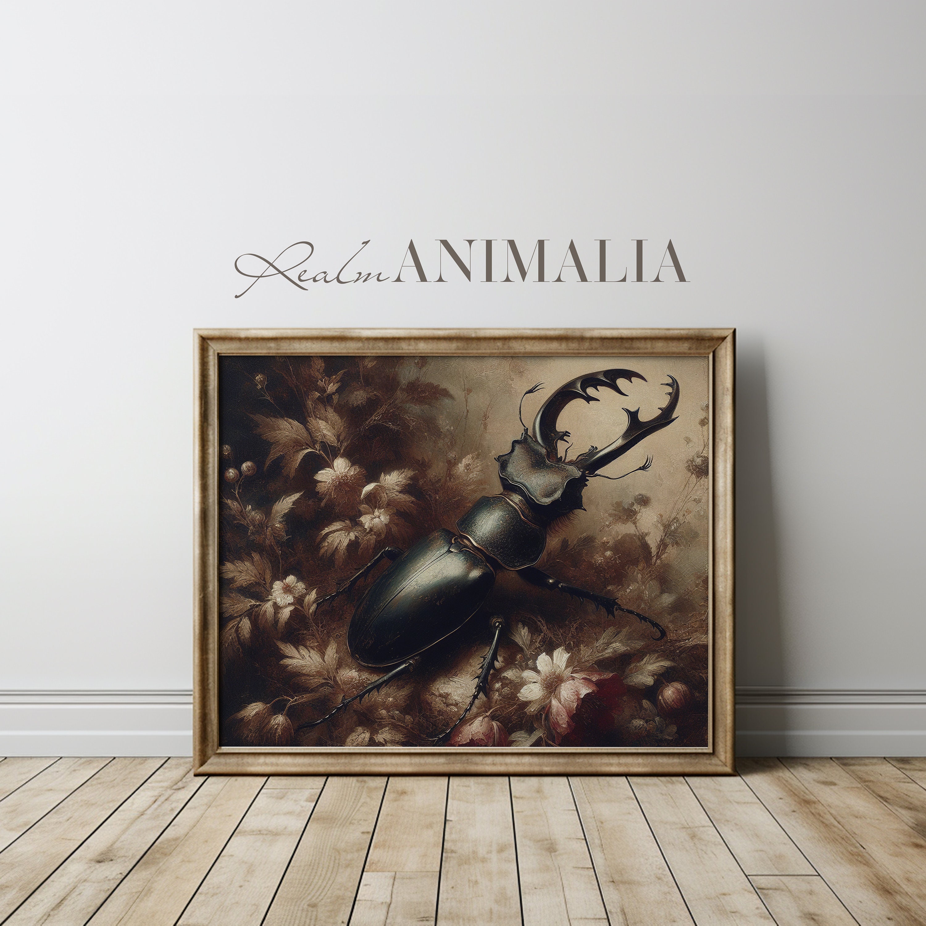 Vintage Beetle Painting PRINTABLE Vintage Insect Art Moody Antique ...