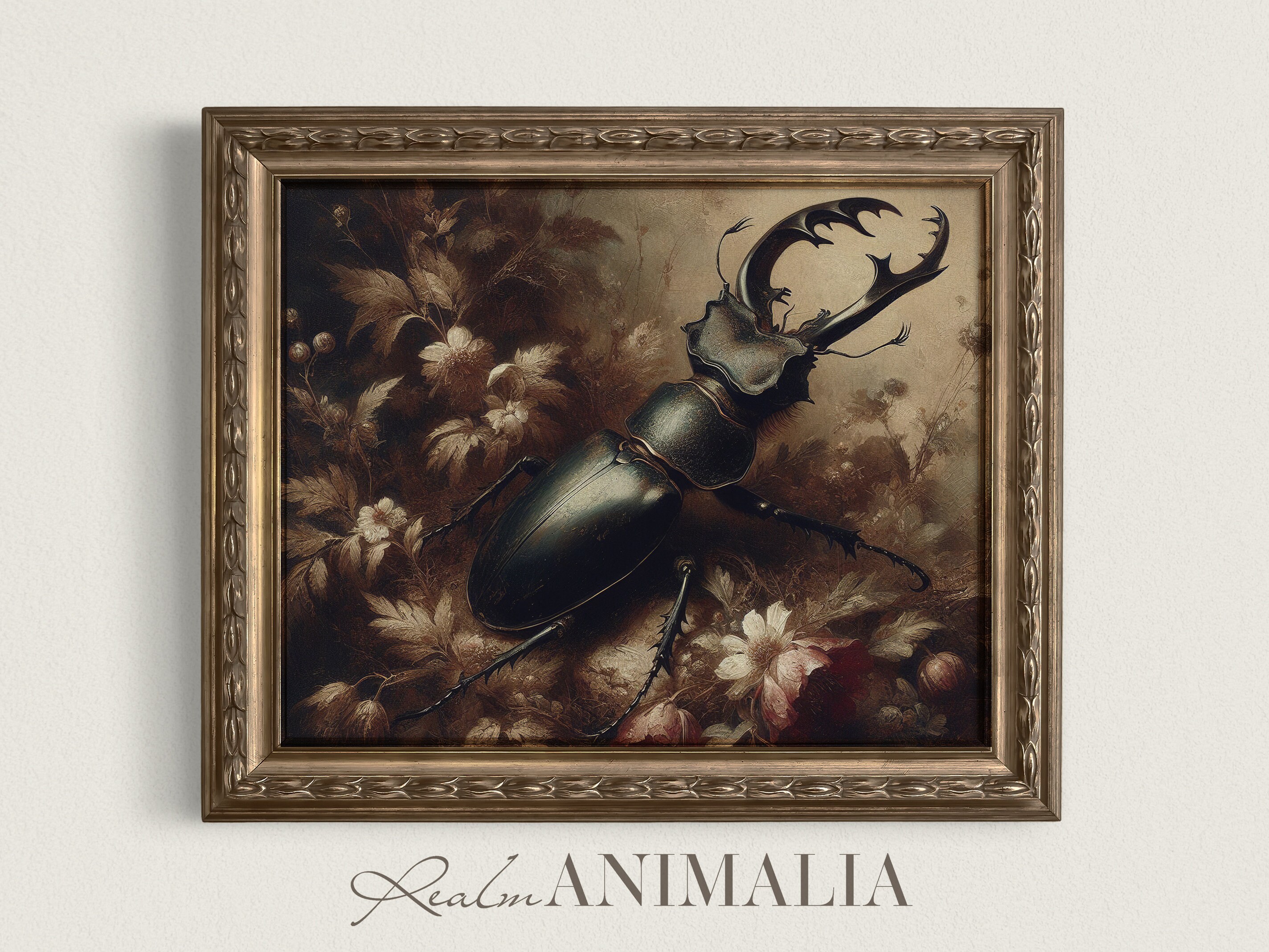 Vintage Beetle Painting PRINTABLE Vintage Insect Art Moody Antique ...