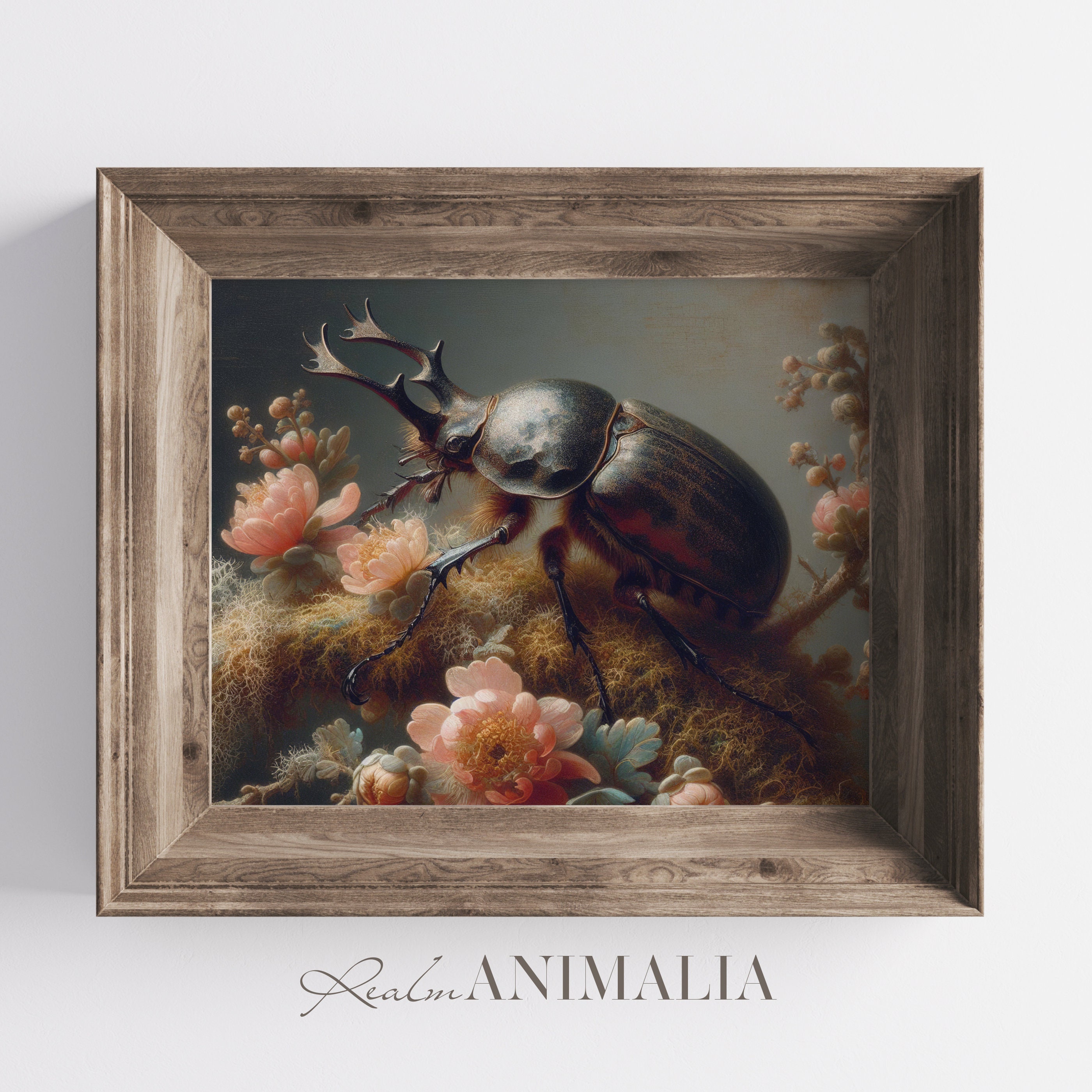 Vintage Beetle Insect Print, Printable Light Academia Beetle Painting ...
