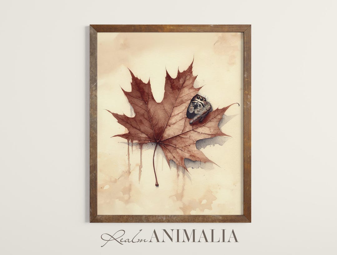 Jumping Spider Watercolor Painting, Printable Autumn Spider Wall Art ...