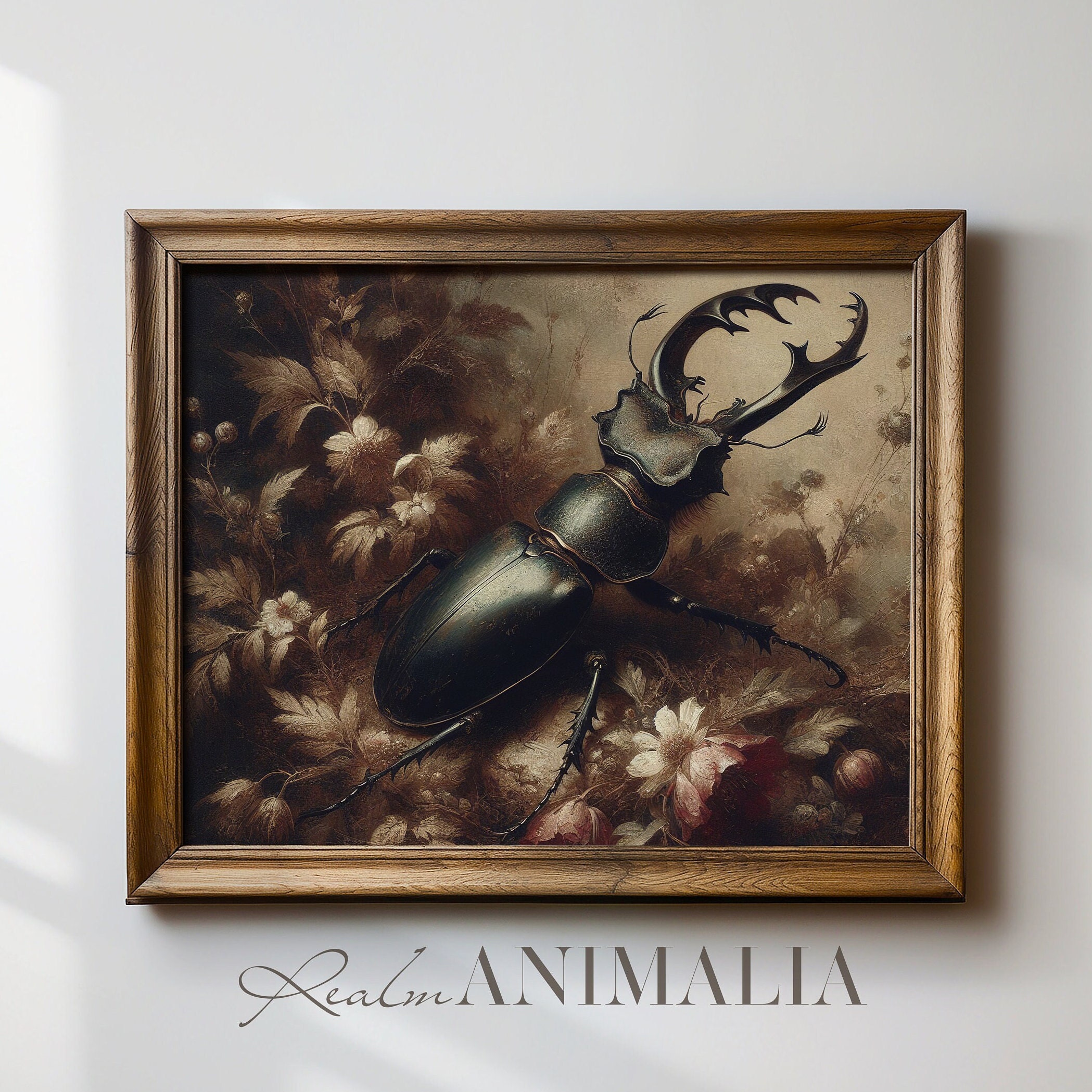 Vintage Beetle Painting PRINTABLE Vintage Insect Art Moody Antique ...
