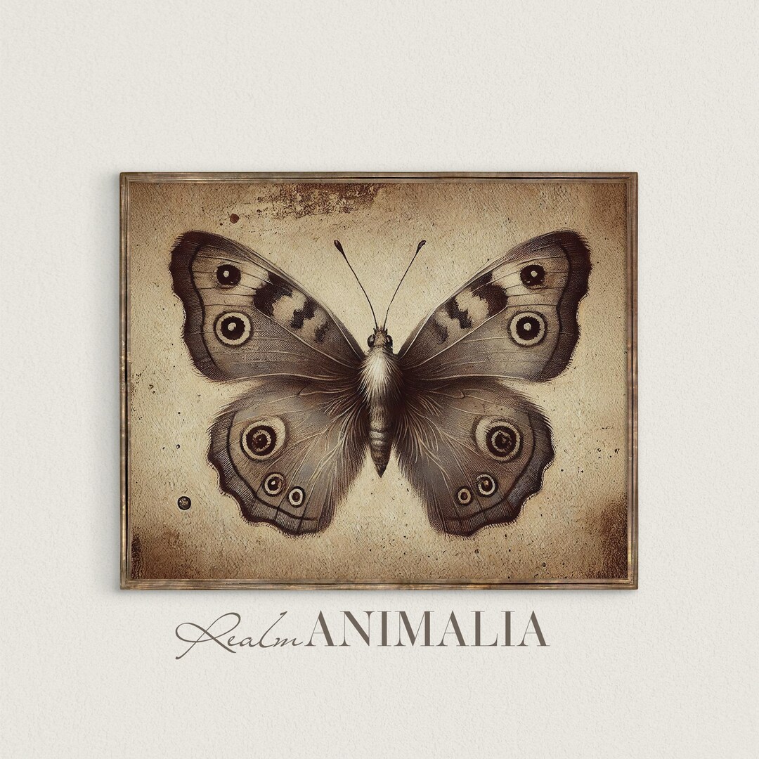 Butterfly Illustration Print, Neutral Brown Decor, Nature Wall Art ...