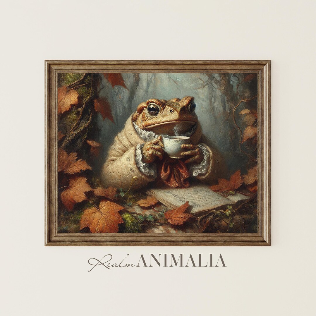 Autumn Toad Coffee Painting, Moody Fairytale Animal Art (digital ...