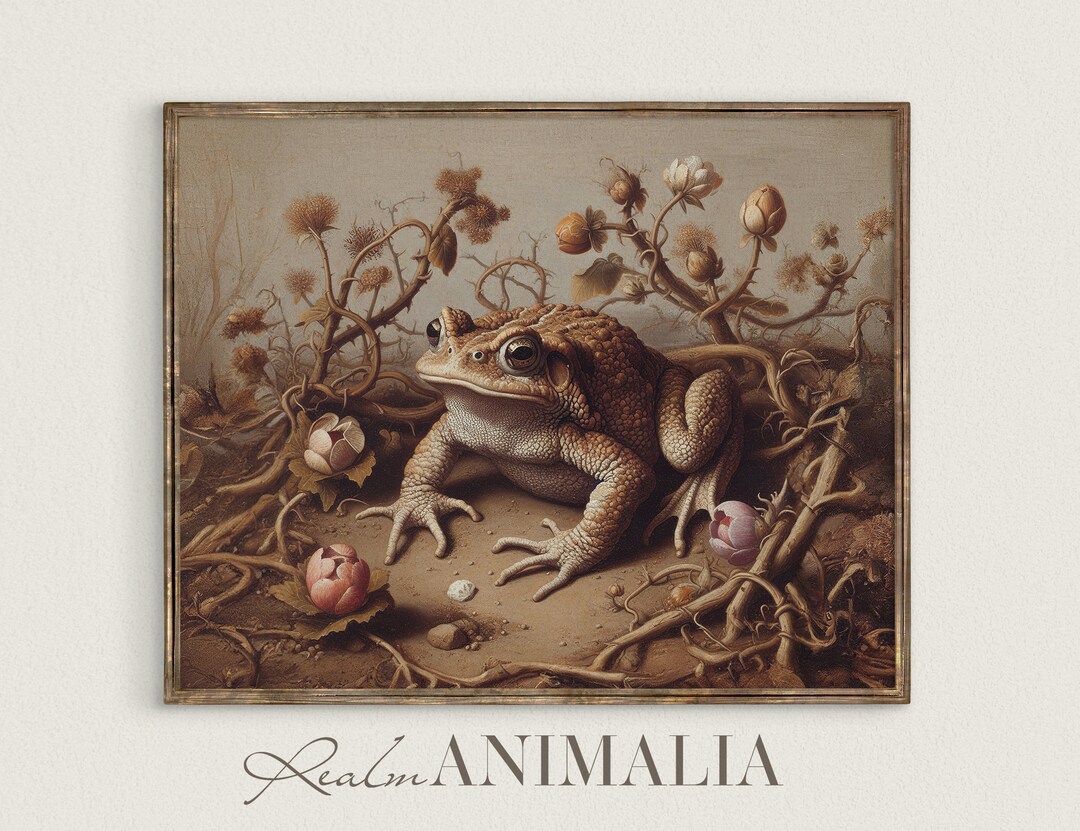 Botanical Toad Print, Printable Animal Wall Art, Vintage Neutral Nature ...