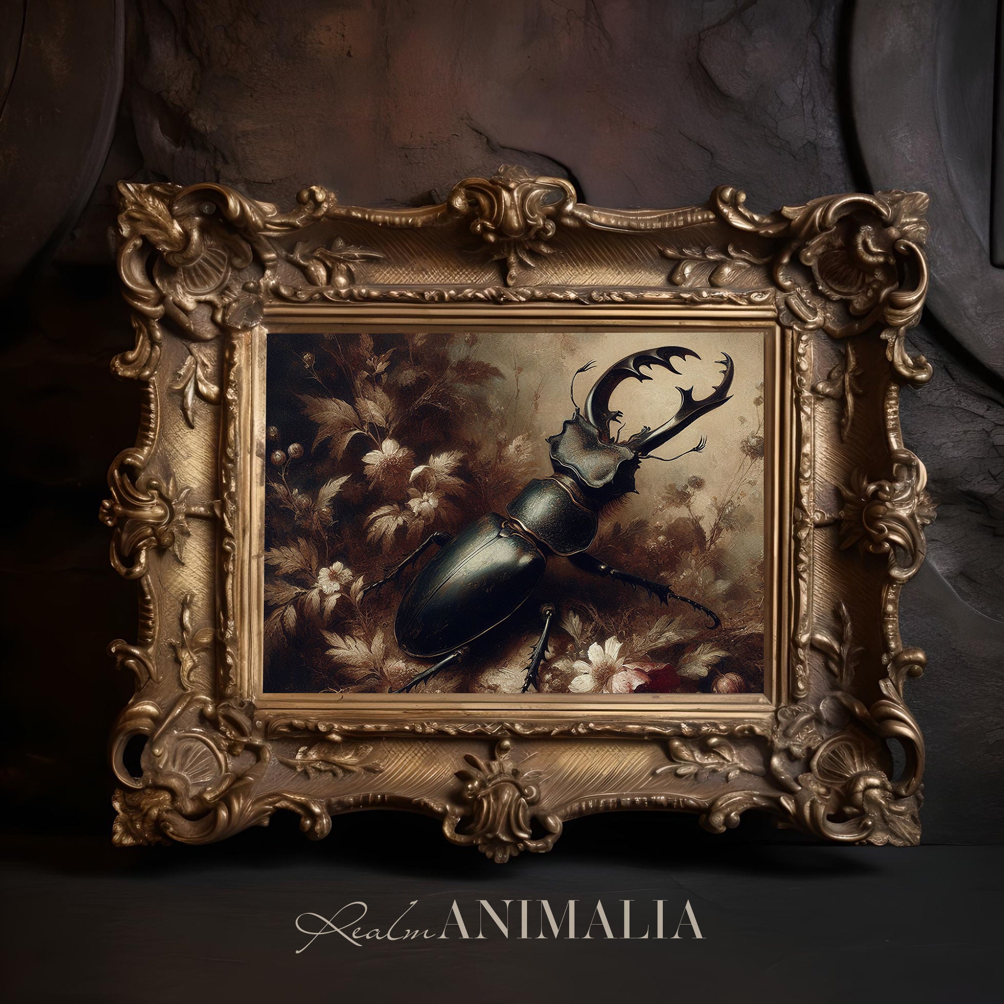 Vintage Beetle Painting PRINTABLE Vintage Insect Art Moody Antique ...