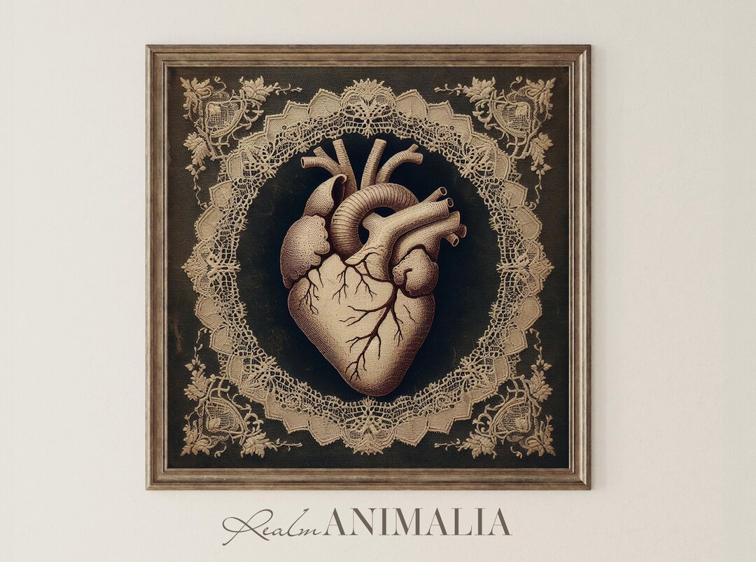 Anatomical Human Heart Tapestry Square Art Print, Embroidery Textile ...