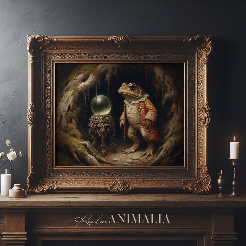 Fortune Teller Toad Painting, Printable Moody Dark Fairytale Wall Art ...