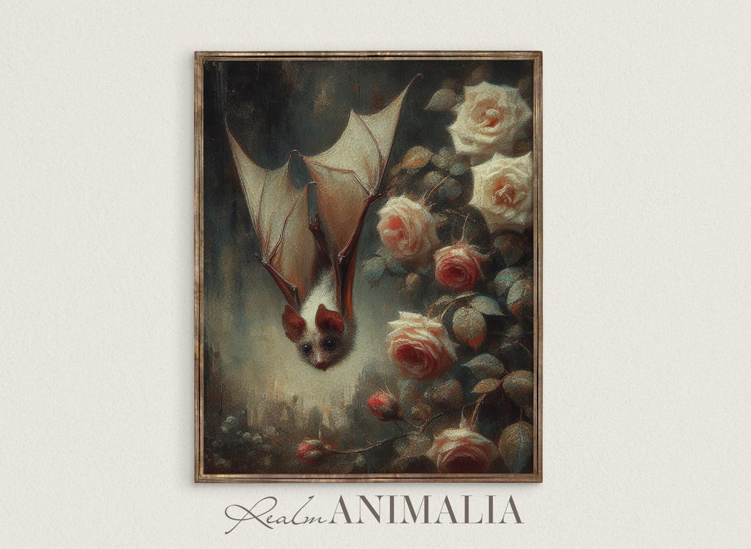 Flying White Bat Print, Printable Vintage Bat Painting, Light ...