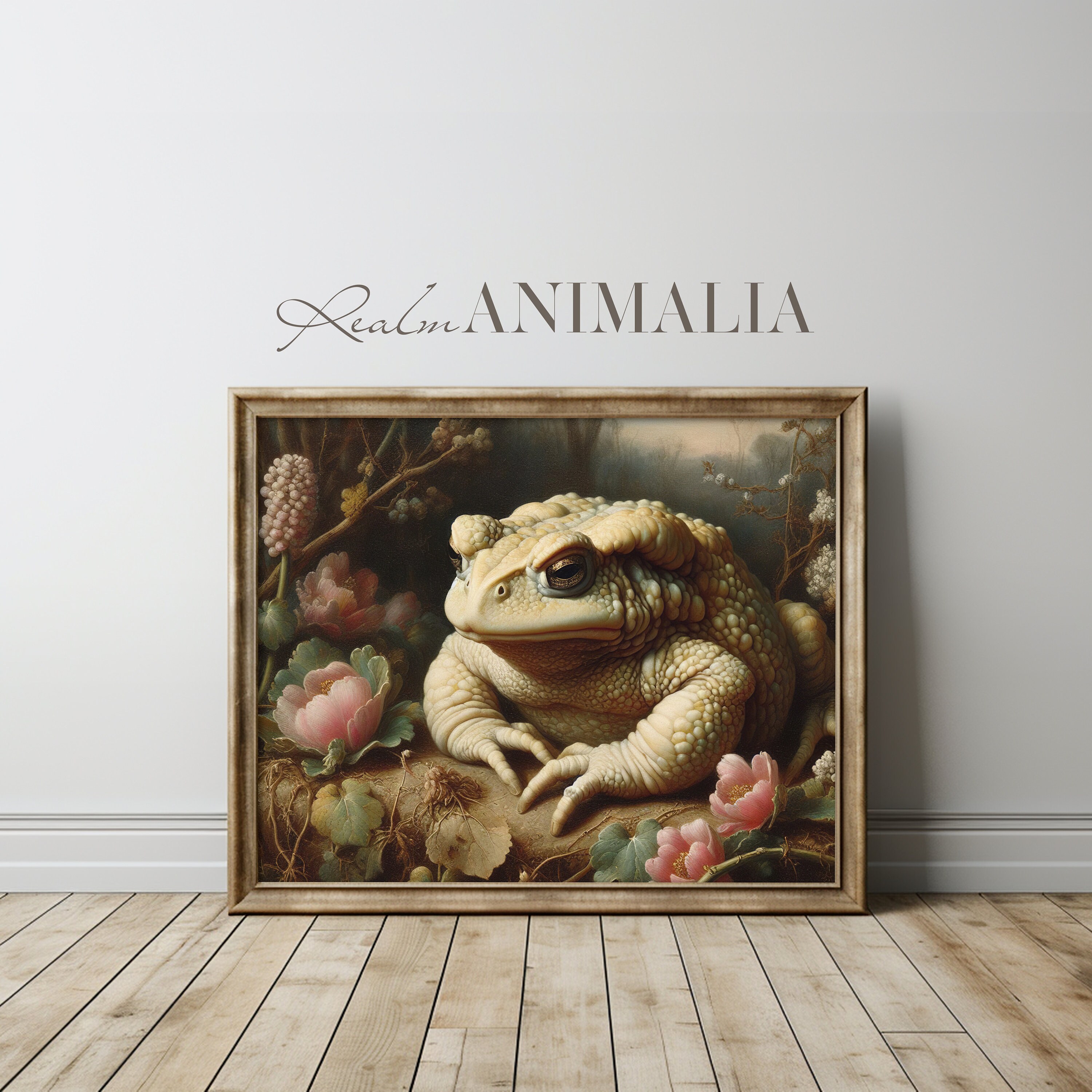 Vintage Toad Print | Moody Cottagecore Pale Frog Printable Wall Art ...