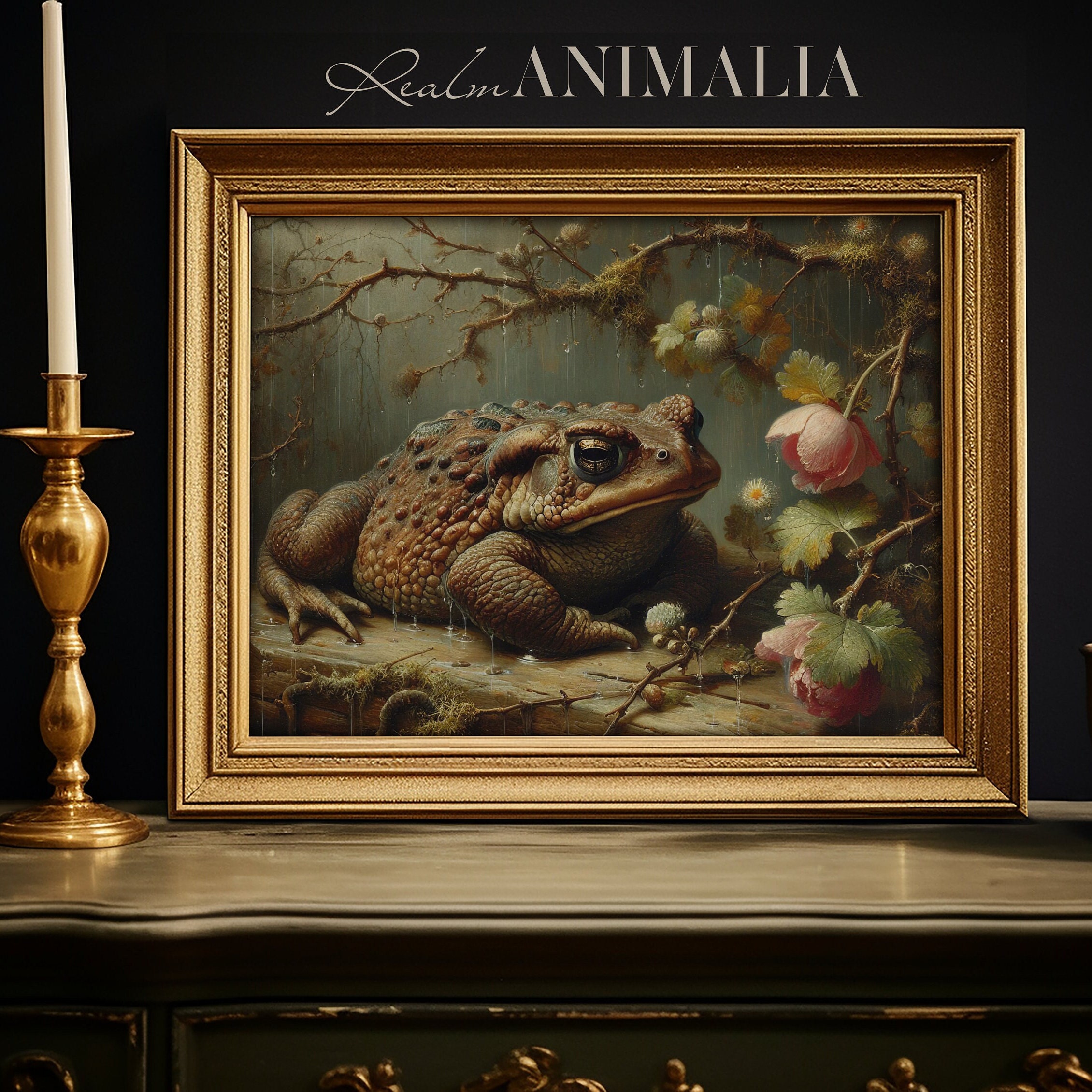 Toad in Rain Print | Printable Cottagecore Animal Wall Art | Vintage ...