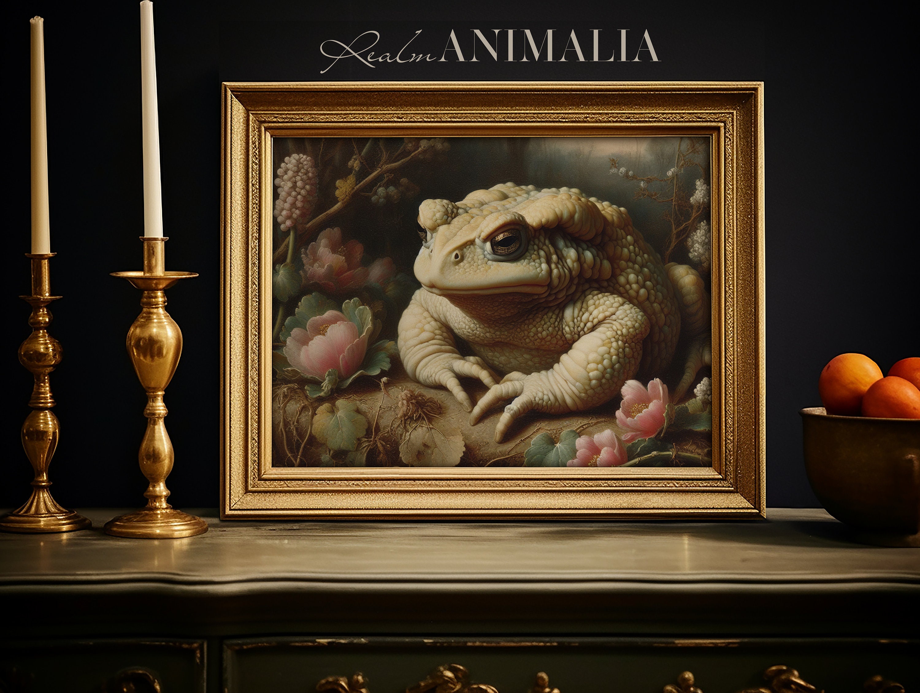 Vintage Toad Print | Moody Cottagecore Pale Frog Printable Wall Art ...