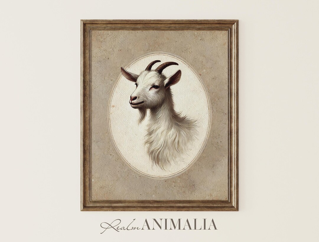 Vintage Goat Portrait Print, Neutral Spring Printable Wall Art, Nursery ...