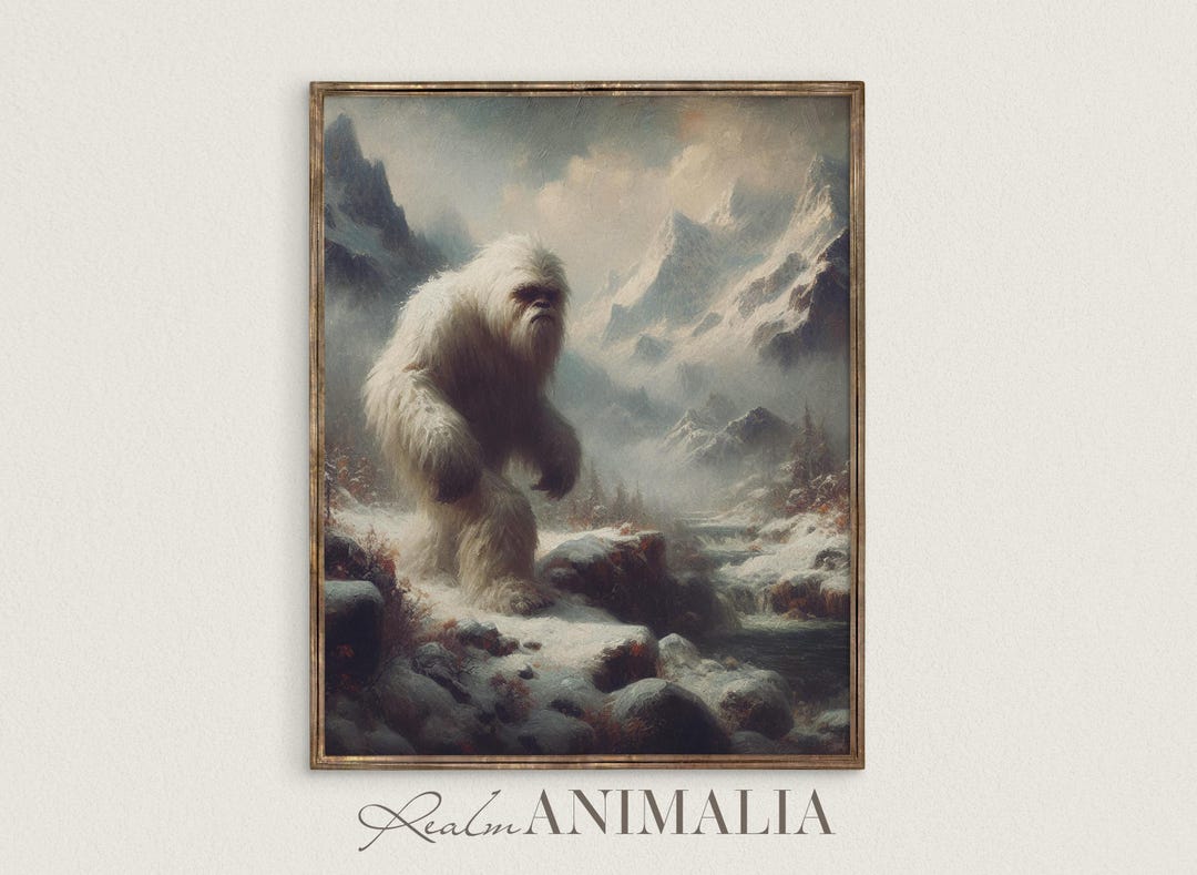 Abominable Snowman Art Print, Neutral Winter Printable Wall Art ...