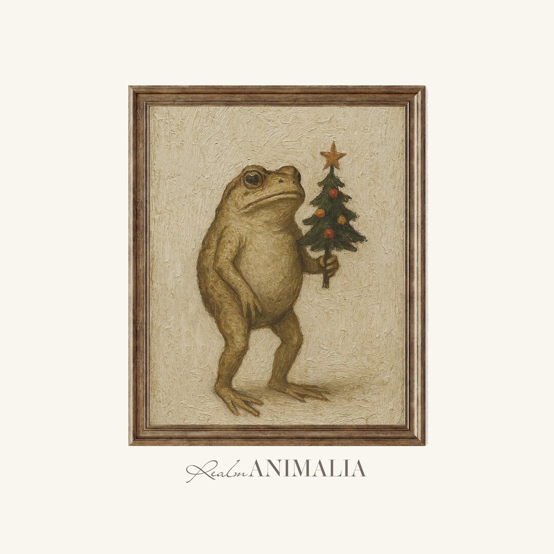 Festive Christmas Toad Art Print, Whimsical Holiday Wall Decor (digital ...