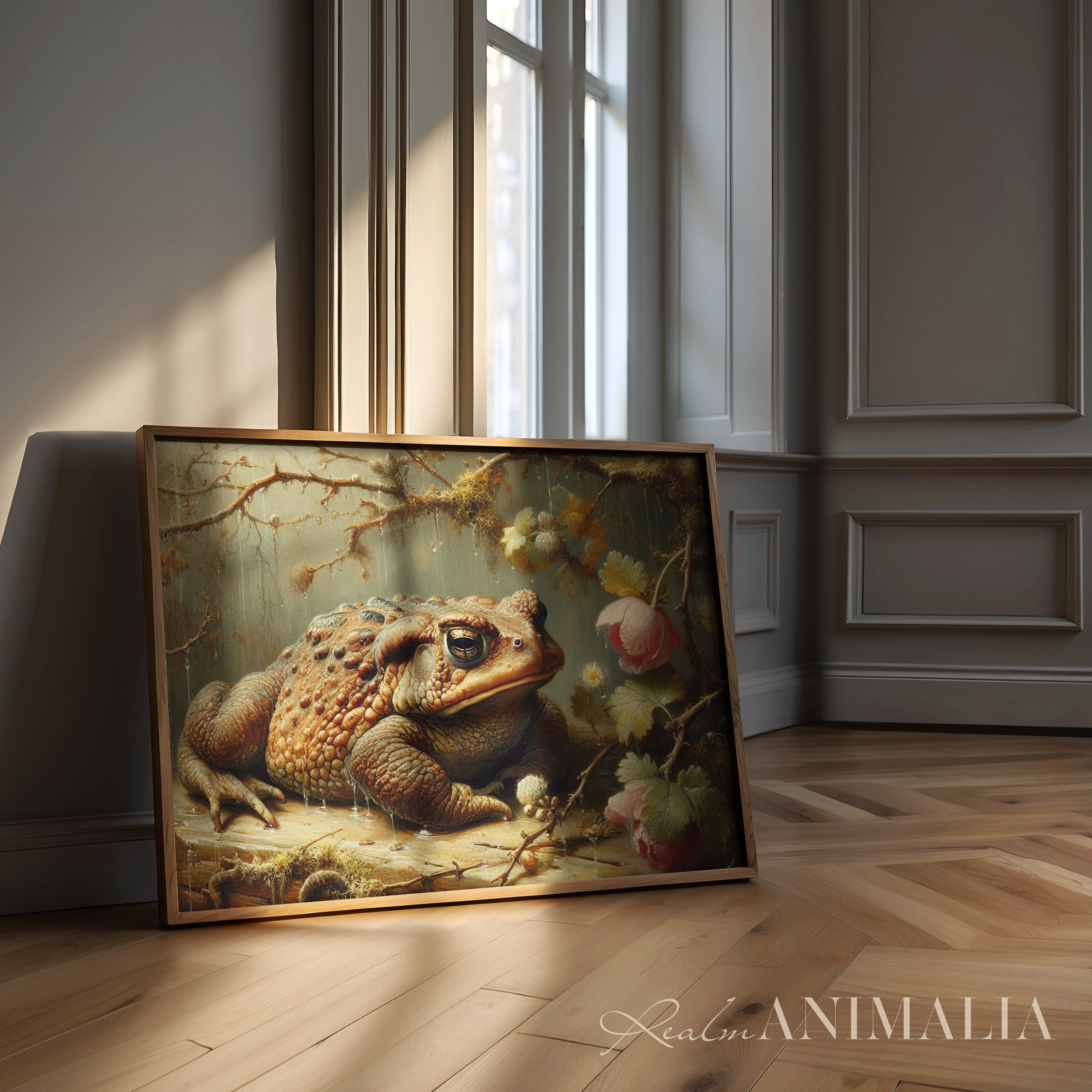 Toad in Rain Print Printable Cottagecore Animal Wall Art Vintage ...
