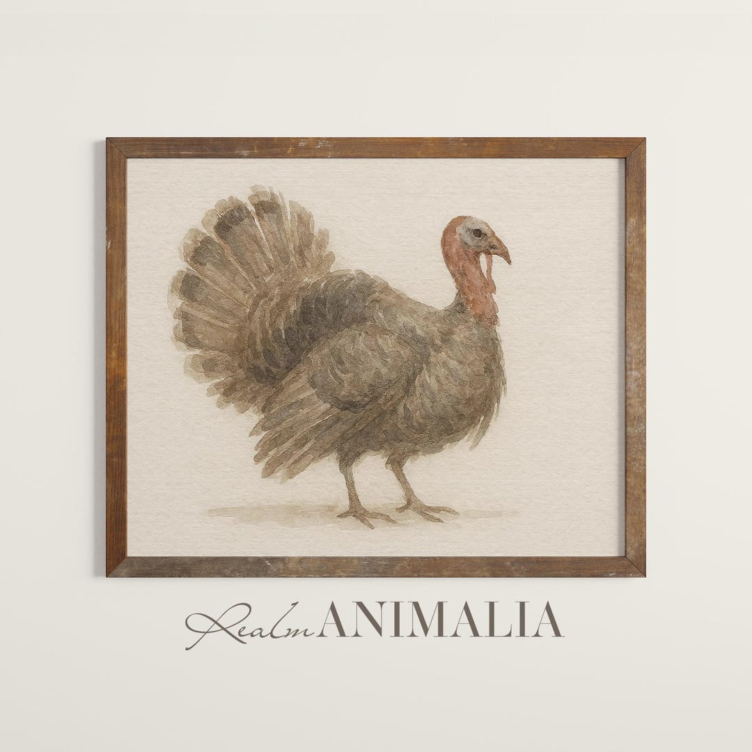 Vintage Turkey Painting: Rustic Thanksgiving Fall Decor (digital ...