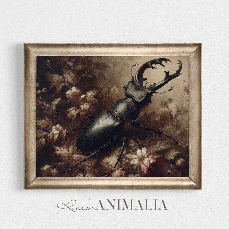 Vintage Beetle Painting PRINTABLE Vintage Insect Art Moody Antique ...