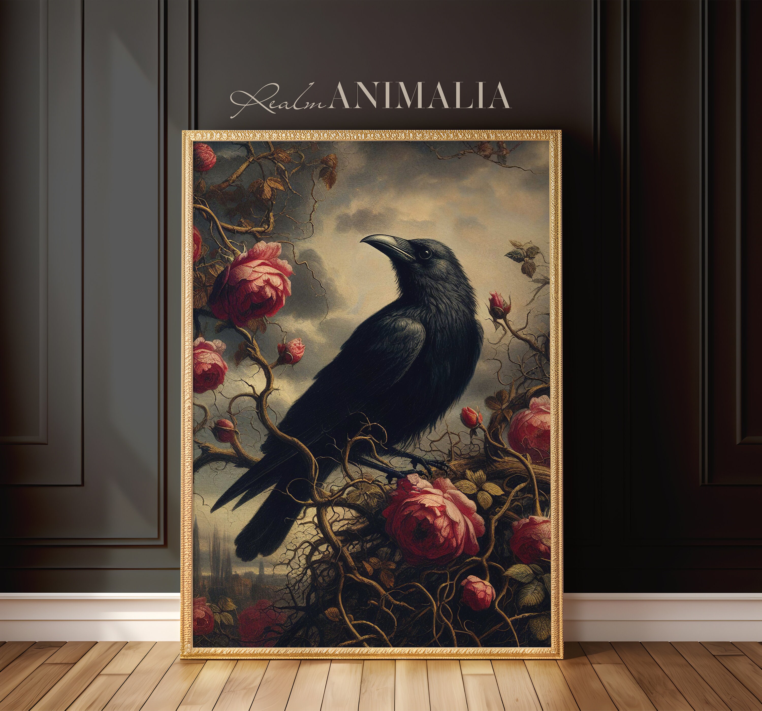 Vintage Crow Art Print, Moody Printable Nature Wall Art, Gothic ...